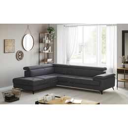 Ecksofa COTTA "Astra L-Form, B: 286 cm", lava, B:286cm T:236cm, 100% Polyester (PES), Sofas, Ecksofa, mit Kopfteilverstellung, optional Bettfunktion & Bettkasten