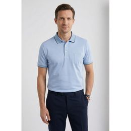 OLYMP Herren OLYMP Poloshirt &raquo;Casual&laquo; Two-Tone Piqu&eacute;, Seitenschlitzen im Saum blau XL