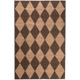 FLAIR RUGS Teppich &raquo;Effie Diamond&laquo; rechteckig 5 mm H&ouml;he handgekn&uuml;pft braun Baumwolle, Jute