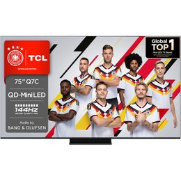 TCL Mini-LED-Fernseher &raquo;75Q7CX7&laquo; 189 cm/75 Smart-TV Audio von Bang & Olufsen, Dolby Vision, Smart TV, Apple TV, 4K HDR schwarz GAME MASTER:Erlebe 