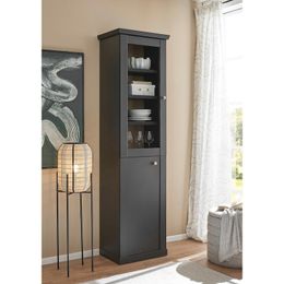 Home Affaire Vitrine &raquo;Lincoln, Hochschrank im Landhausstil, moderne Glasvitrine&laquo; edles Design, messingfarbene Knopfgriffe, vielseitig einsetzbar FSC -