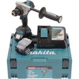 Makita Akku-Bohrschrauber &raquo;DDF492RTJ&laquo; Set, inkl. 2 Akkus und Ladeger&auml;t F&uuml;r den Einsatz unter rauen Bedingungen staub- und wasserresistent
