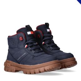 Tommy Hilfiger Jungen Schn&uuml;rboots Winterboots, Stiefel mit Profilsohle blau 27