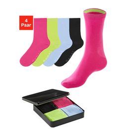 Bench. Damen Socken Dose, 4 Stk. tlg. mit farbigen Innenb&uuml;ndchen, sortiert in edler Geschenkdose bunt 43-46