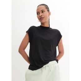 bonprix Damen bonprix T-Shirt &raquo;T-Shirt aus softer Viskose&laquo; l&auml;ssige Passform, Kurzarm, unifarben, aus Viskose schwarz 36/38 (S)