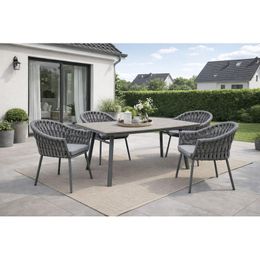 Destiny Garten-Essgruppe &raquo;MOLINO SAN MARINO Essgruppe 4 Se + Tisch RE 180x90cm anthr.&laquo; Set Aluminium, Wicker/Kunststoffgeflecht
