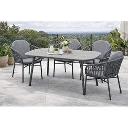 Destiny Garten-Essgruppe &raquo;COMO SAN MARINO Essgruppe 4 Se + Tisch OV 180x90cm anthr.&laquo; Set Aluminium, Wicker/Kunststoffgeflecht
