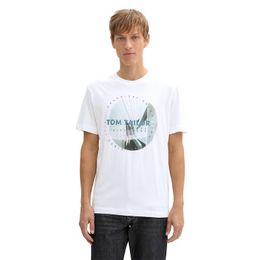 Tom Tailor Herren Tom Tailor T-Shirt mit Foto-Print wei&szlig; 3XL