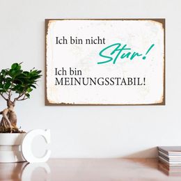 queence Metallbild &raquo;Meinungsstabil&laquo; Schriftzug Schriftz&uuml;ge 1 Stk. tlg. Stahlschilder blau Metall, Stahl