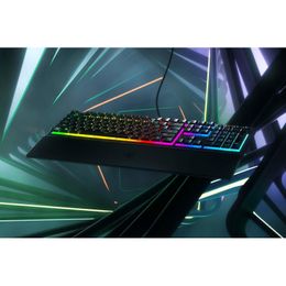 Razer Gaming-Tastatur &raquo;Ornata V3&laquo; (Handgelenkauflage Multimedia-Tasten USB-Hub UV-Schutzbeschichtung Ziffernblock ergonomische Form) schwarz 