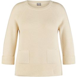 Rabe Damen 3/4 Arm-Pullover in Strick-Optik gelb 44