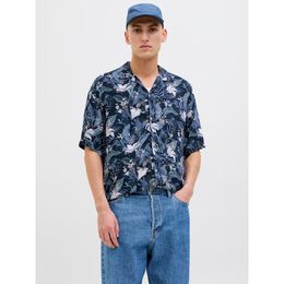 Jack & Jones Jack & Jones Herren Kurzarmhemd &raquo;JJEJEFF TROPICAL AOP RESORT SHIRT SS SN&laquo; mit All-Over Print blau S, N-Gr