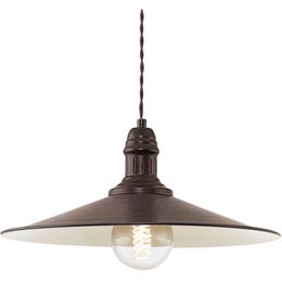 Eglo H&auml;ngeleuchte &raquo;STOCKBURY Pendellampe, Stahl, E27, Vintage, Wohnzimmerlampe, Lampe&laquo; E27 H&auml;ngeleuchte, Esstisch, H110 x &Oslash;36 cm, antik-braun, beige, 