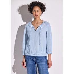 Street One Damen Street One Shirtbluse mit geschlitztem Ausschnitt mit Kordeln blau 34