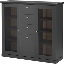 Home Affaire Highboard &raquo;Lincoln, moderner Schrank, schwarzer Stauraumschrank, 129 cm breit&laquo; edles Design, messingfarbene Knopfgriffe, vielseitig 