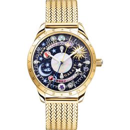 Thomas Sabo Damen Thomas Sabo Quarzuhr &raquo;COSMIC AMULET&laquo; Armbanduhr, Damenuhr, Zirkonia, Herz, Mond, Sterne, Edelstahlarmband gold