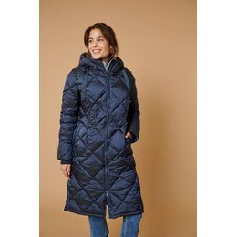 Steppmantel ZABAIONE "Jacket Ci44ara", Damen, Gr. XL, metalic navy, Web, Obermaterial: 100% Polyamid, unifarben, kniebedeckend, Rippb&uuml;ndchen, M&auml;ntel Steppmantel, mit sch&ouml;nem Schimmer
