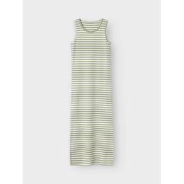 Maxikleid name it "NKFSURAJA XSL SL MAXI DRESS NOOS", M&auml;dchen, Gr. 116, N-Gr, wei&szlig; (tea stripes:with hellwei&szlig;), Jersey, Obermaterial: 95% Baumwolle, 5% Elasthan, gestreift, slim fit wadenlang, Rundhals, Kleider Maxikleid, Baumwollmischung, mit Stretch, Jersey, Seitenschlitze