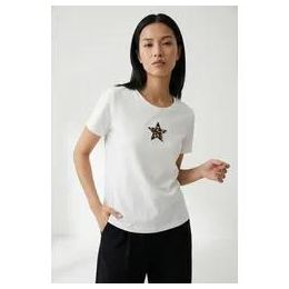 V&eacute;ro Moda Print-Shirt VERO MODA "VMISUMA S/S T-SHIRT JRS BTQ", Damen, Gr. XS, snow wei&szlig; print:star patch, Jersey, Obermaterial: 100% Baumwolle, unifarben mit Farbeinsatz, regular fit normal, Rundhals, Shirts, mit Leo-Stern