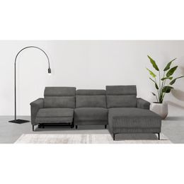 OTTO home Ecksofa &raquo;LUND Cord, L-Form, 261 cm, man. o. elektr. Relaxfunktion (mit USB-A)&laquo; USB-C bei elektrischer Variante und Kopfteilverstellung grau 