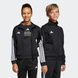 Trainingsjacke adidas Sportswear "HOUSE OF TIRO KIDS", Damen, Gr. 164, schwarz-wei&szlig; (schwarz, wei&szlig;), Obermaterial: 70% Polyester, 30% Baumwolle, Jacken Trainingsjacke