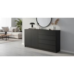 borchardt M&ouml;bel borchardt M&ouml;bel Sideboard &raquo;Vaasa, Kommode mit 2 T&uuml;ren und 4 Schubk&auml;sten auf Kugelf&uuml;hrungen&laquo; schwarz Holzwerkstoff