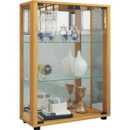 Standvitrine Vcm "Glas Stand Vitrine Sammelvitrine Sintalo Spiegel", braun (buche), B:60cm T:25cm, Obermaterial: 100% Holz Wood., Schr&auml;nke, Standvitrine