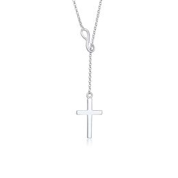 Elli Damen Collierkettchen &raquo;Y-Kette mit Kreuz und Infinity Symbol 925 Silber&laquo; silber