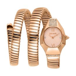 JUST cavalli time Damen Quarzuhr &raquo;Signature Snake&laquo; Armbanduhr, Damenuhr, Edelstahlarmband, analog, Kristallsteine