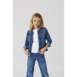 Kids Only M&auml;dchen KIDS Only Jeansjacke &raquo;KONSARA&laquo; ohne Kapuze in klassischer, leicht verk&uuml;rzter Form und cooler dunkler Waschung blau 134