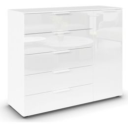 Rauch Schubkastenkommode &raquo;Kommode T&uuml;rkommode Sideboard Kombikommode FLIPP mit Glasfront&laquo; Breite 120 cm mit 2 Einlegeb&ouml;den, 1-t&uuml;rig mit 5 Schubladen 