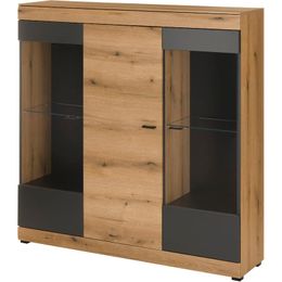 Home Affaire Highboard &raquo;Soleto, moderner Schrank, Vitrine in Eiche Evoke&laquo; zeitlos, schwarze Griffe aus Metall, ausreichend Stauraum FSC -