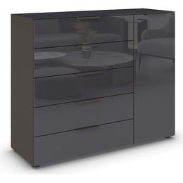 Rauch Schubkastenkommode &raquo;Kommode T&uuml;rkommode Sideboard Kombikommode FLIPP mit Glasfront&laquo; Breite 120 cm mit 2 Einlegeb&ouml;den, 1-t&uuml;rig, 5 Schubladen, Soft