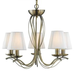 Searchlight Kronleuchter &raquo;Andretti 5Lt Pendant-Antique Brass & Ivory String Fabric&laquo; E14 1 Stk.