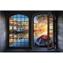 queence Wandsticker &raquo;Amsterdam&laquo; Wandsticker, Wandbild, selbstklebend, 3D, Fenster bunt Vinyl
