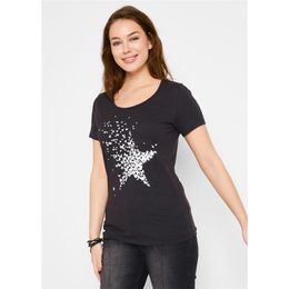 bonprix Damen bonprix T-Shirt Oversize-Passform, Kurzarm-Design, aus Baumwolle schwarz 44/46 (L)