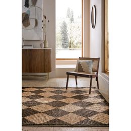 FLAIR RUGS Teppich &raquo;Effie Diamond&laquo; rechteckig 5 mm H&ouml;he handgekn&uuml;pft braun Baumwolle, Jute