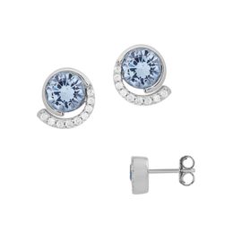 Firetti Damen Paar Ohrstecker &raquo;Schmuck Geschenk Silber 925 Ohrschmuck Kreis halbrund&laquo; Made in Germany - mit Zirkonia (synth.) blau