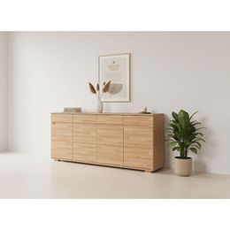 OTTO home Sideboard &raquo;VETRO Teilmassiv, Fronten Massivholz, Wohnzimmer, Stauraum,Griffmulde&laquo; B/T/H:199/40/85cm, 4Schubladen, 8 geschlossen F&auml;cher, 