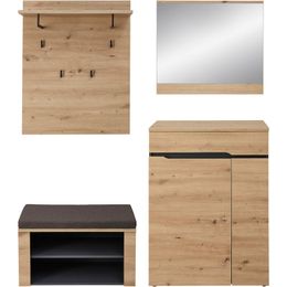 OTTO home Garderoben-Set &raquo;Fargo Garderobenset, 175/192/38 (B/H/T cm)&laquo; 4 Stk. tlg. ABS-Kunststoff, Glas, Holzwerkstoff, MDF, Metall