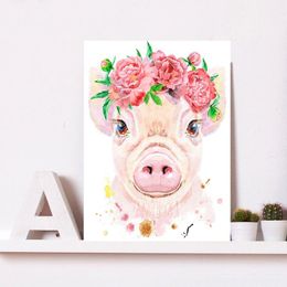 queence Metallbild &raquo;Galona&laquo; Blumen Schwein Tiere 1 Stk. tlg. Stahlschilder wei&szlig; Metall, Stahl