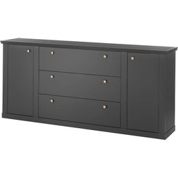 Home Affaire Sideboard &raquo;Lincoln, moderner Schrank, schwarze Kommode, 205 cm breit&laquo; edles Design, messingfarbene Knopfgriffe, in 2 Gr&ouml;&szlig;en verf&uuml;gbar FSC