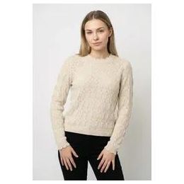 Rundhalspullover Vila "VILOWEN L/S POINTELLE KNIT TOP/PB", Damen, Gr. L, birch, Strick, Obermaterial: 90% Baumwolle, 10% Nylon, unifarben, normal, Rundhals, Pullover Rundhalspullover