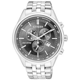 Citizen Herren Chronograph Armbanduhr, Herrenuhr, Solar, Stoppfunktion, Edelstahlarmband silber