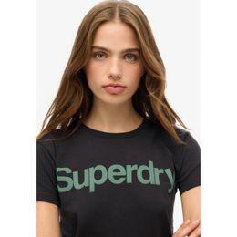 Superdry Damen Kurzarmshirt &raquo;CORE LOGO CITY FITTED TEE&laquo; schwarz M