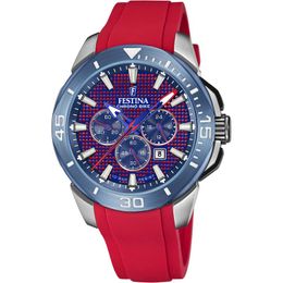 Festina Herren Chronograph &raquo;Chrono Bike&laquo; Armbanduhr, Quarzuhr, Herrenuhr, Stoppfunktion, bis 10 bar wasserdicht rot
