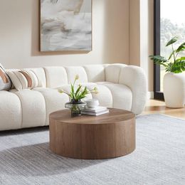 Salesfever Couchtisch &raquo;Design-Couchtisch f&uuml;r stilvolles Wohnen, &Oslash; 80 cm&laquo; 1 Stk. tlg. Stilvoller & moderner Holztisch mit Echtholzfurnier braun MDF mit