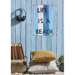 queence Metallbild &raquo;Life is a beach&laquo; Schriftzug Strand 1 Stk. tlg. Stahlschilder wei&szlig; Metall, Stahl