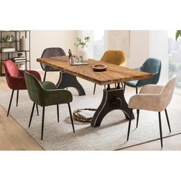 Sit Esstisch mit au&szlig;ergew&ouml;hnlichem Sonnen-Design beige Teak, Metall