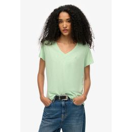 Superdry Damen V-Shirt &raquo;STUDIOS SLUB EMB VEE TEE&laquo; strukturiertes T-Shirt mit V-Ausschnitt und Stickerei XL